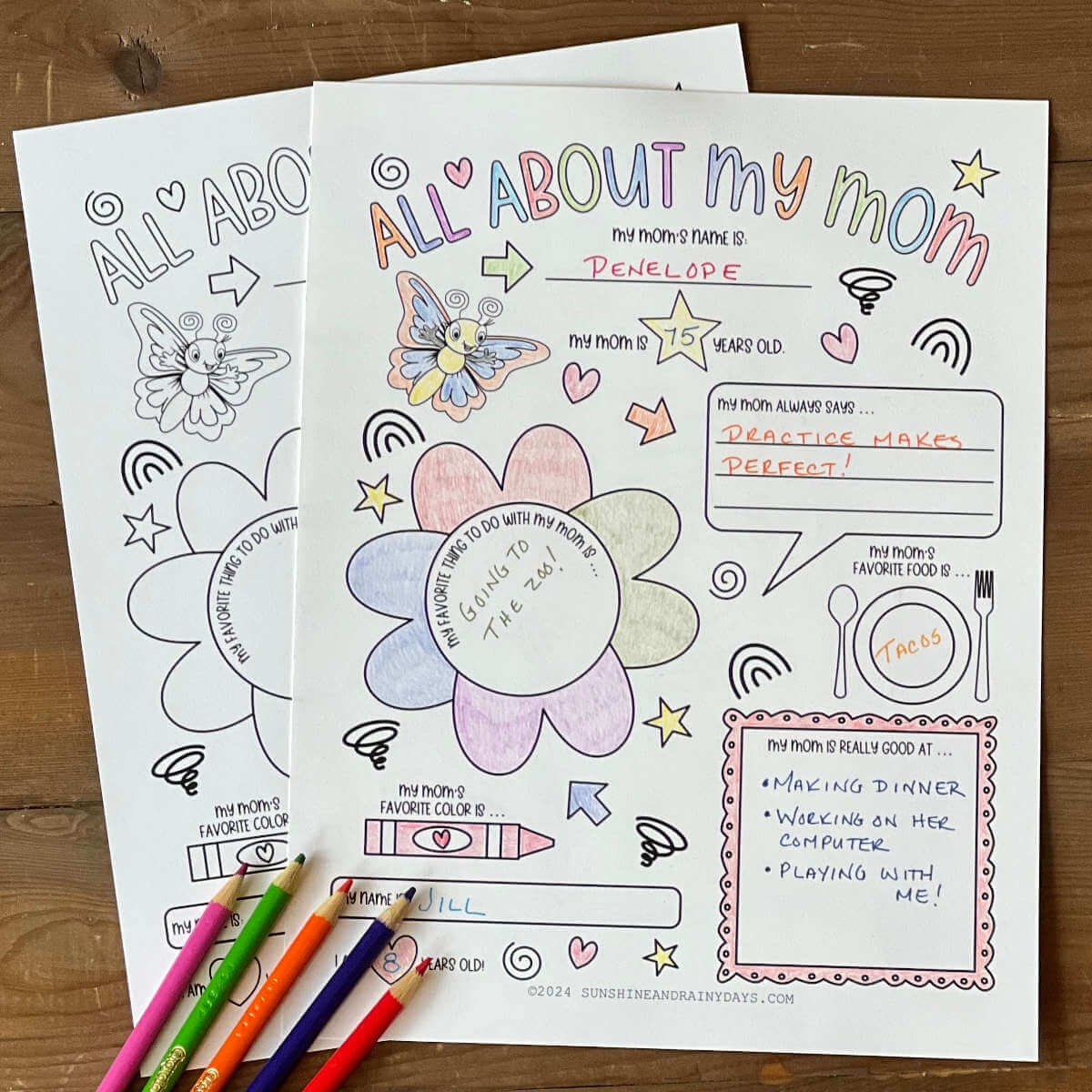 All About My Mom Coloring Page (PDF) – Sunshine And Rainy Days