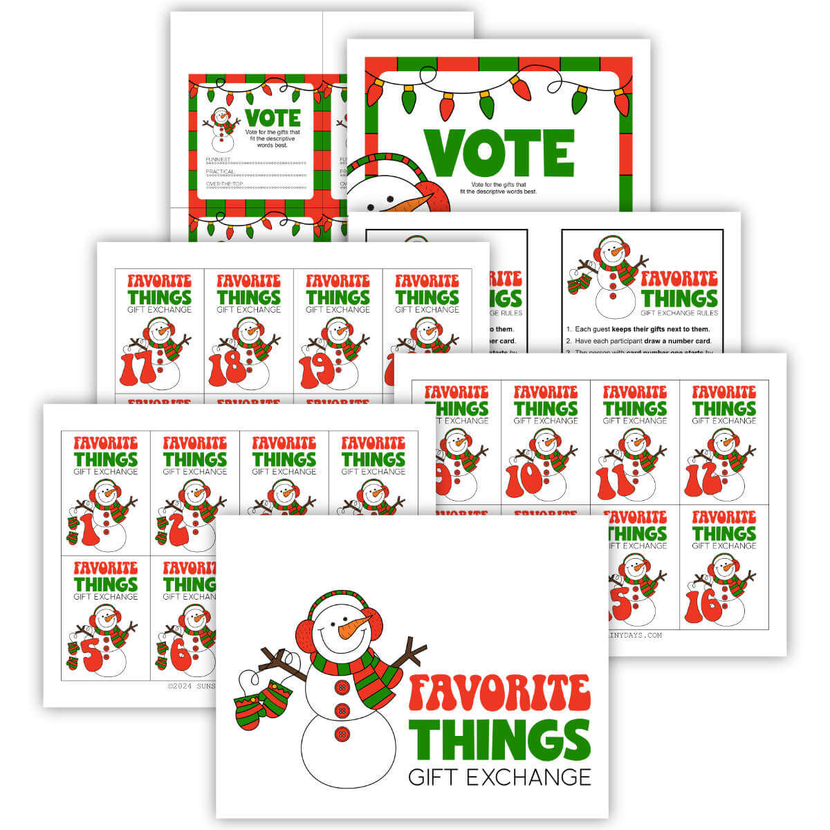 Favorite Things Christmas Gift Exchange Numbers (PDF) – Sunshine And ...