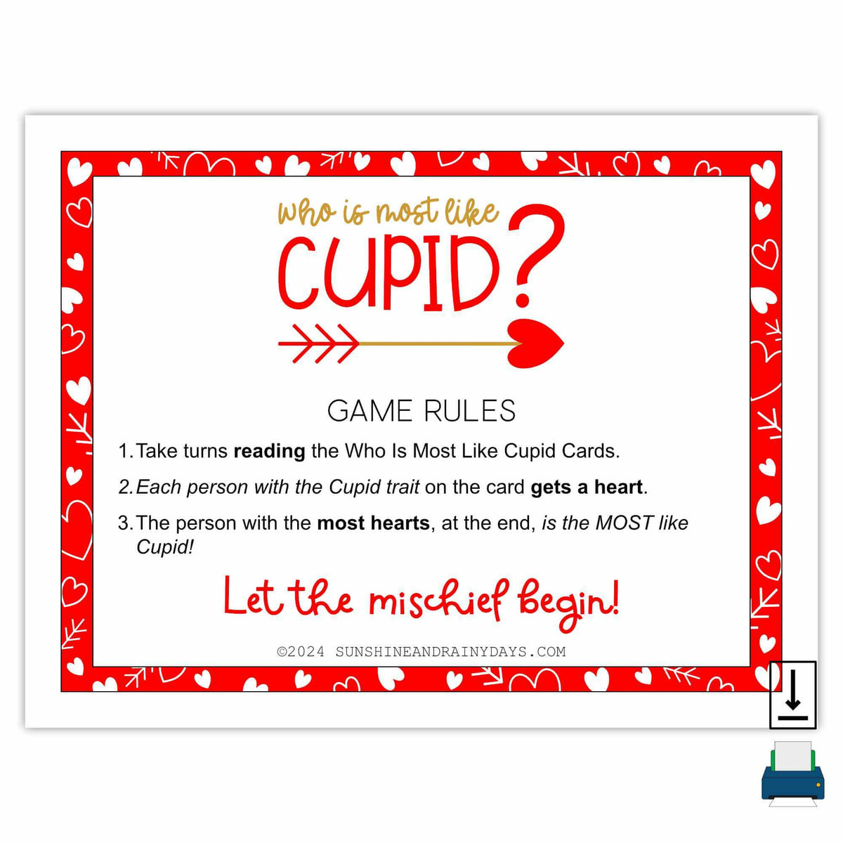 Who Is Most Like Cupid Valentine's Party Game (PDF) – Sunshine And ...