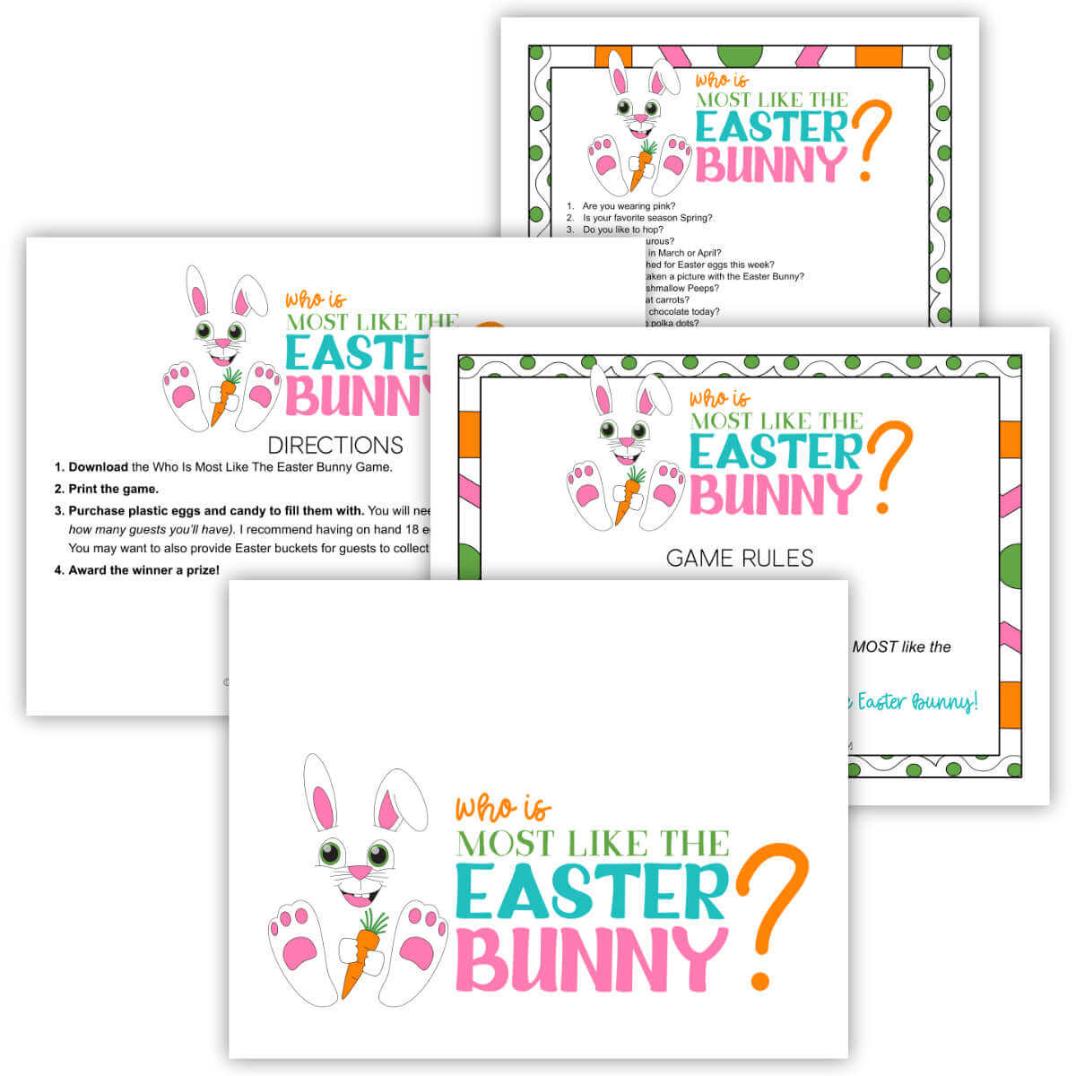 Who Is Most Like The Easter Bunny Game (PDF) – Sunshine And Rainy Days