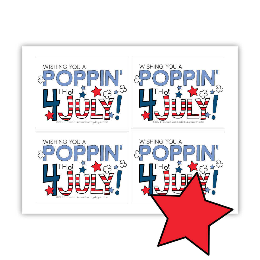 Poppin' 4th of July Microwave Popcorn Tag (PDF) – Sunshine And Rainy Days