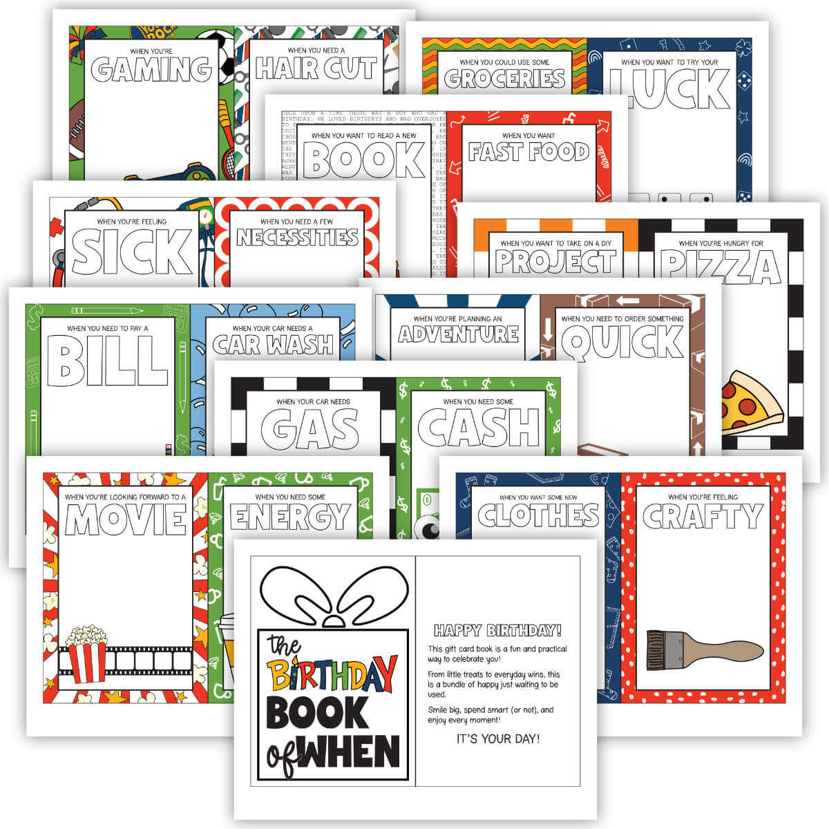 Birthday Gift Card Book (PDF) – Sunshine And Rainy Days