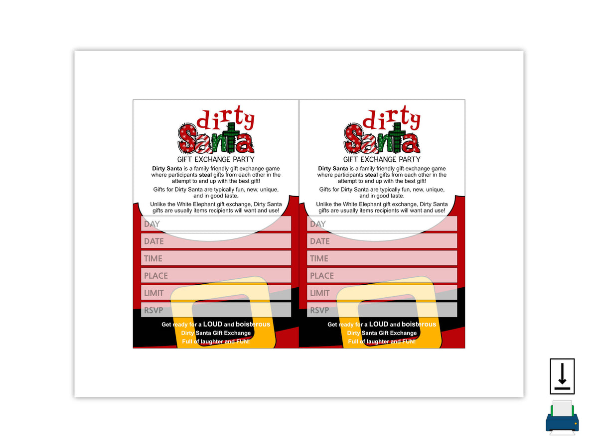Dirty Santa Invites, Rules, and Game Cards (PDF) – Sunshine And Rainy Days