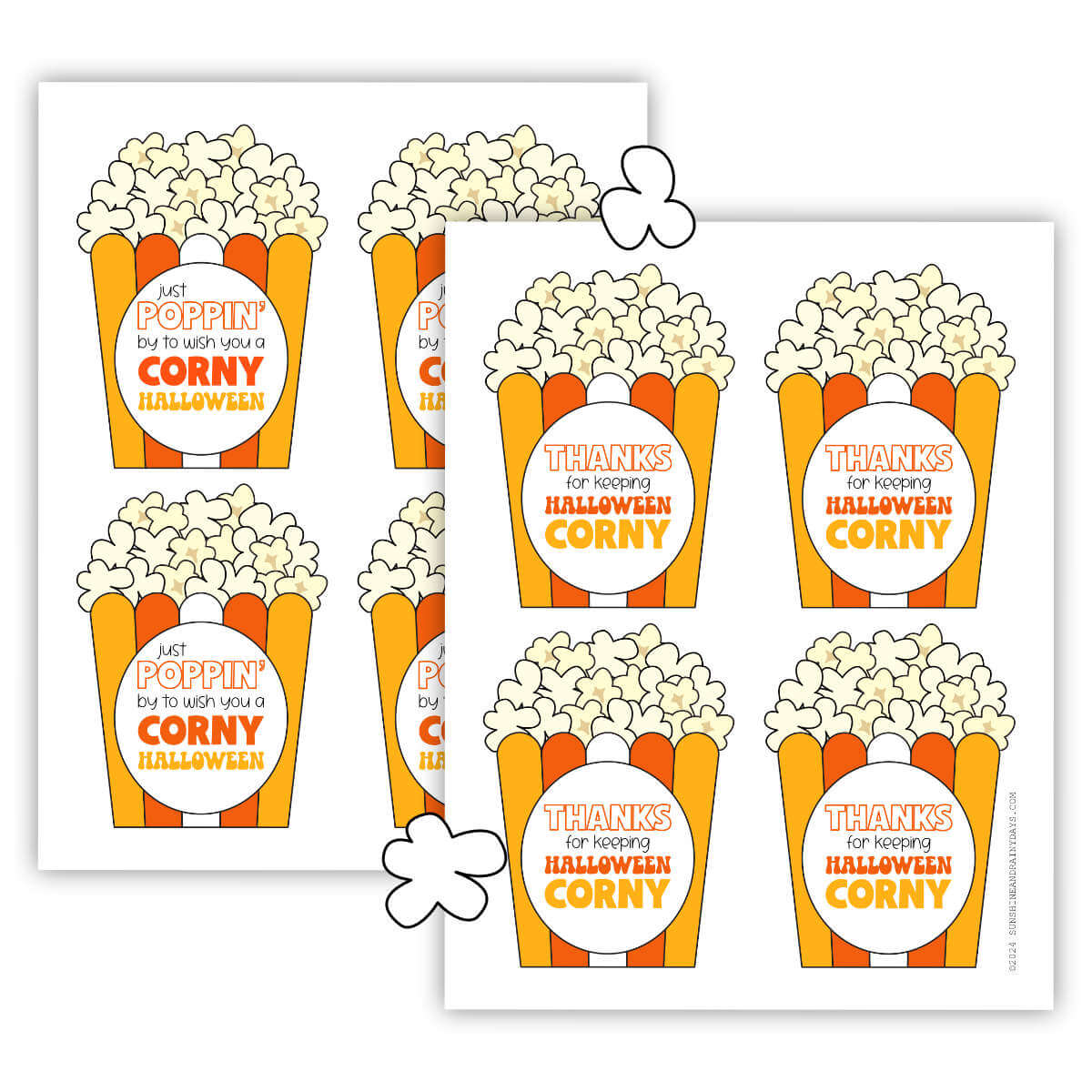 Corny Halloween Popcorn Tags – Sunshine And Rainy Days