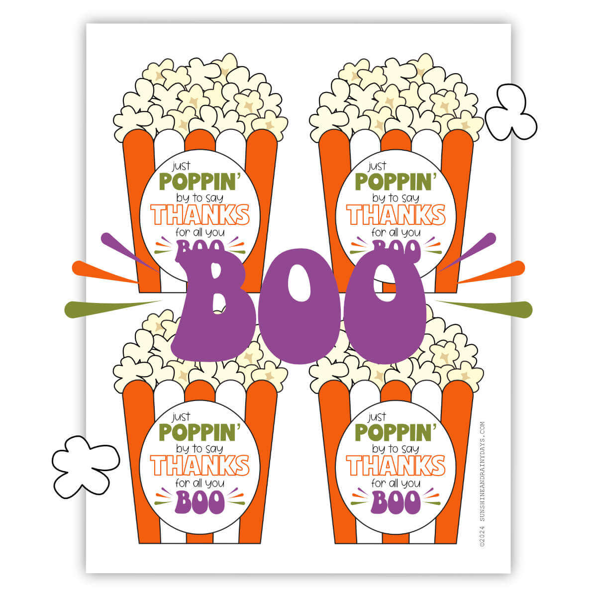 Thanks For All You Boo Popcorn Tag – Sunshine And Rainy Days