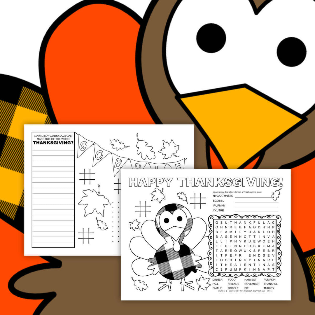 Thanksgiving Activity Sheet (PDF) – Sunshine And Rainy Days