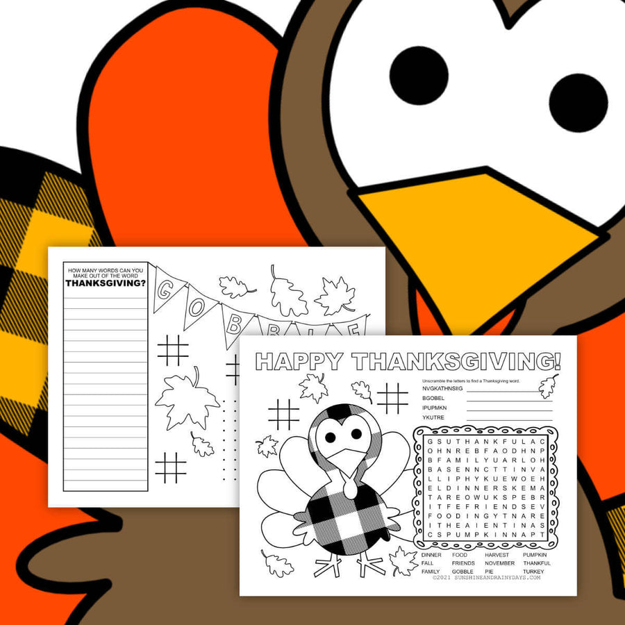 Thanksgiving Activity Sheet (PDF) – Sunshine And Rainy Days