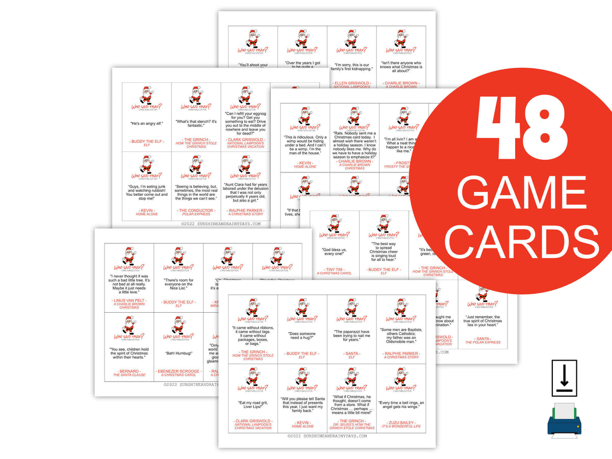 Who Said That Christmas Game (PDF) – Sunshine And Rainy Days