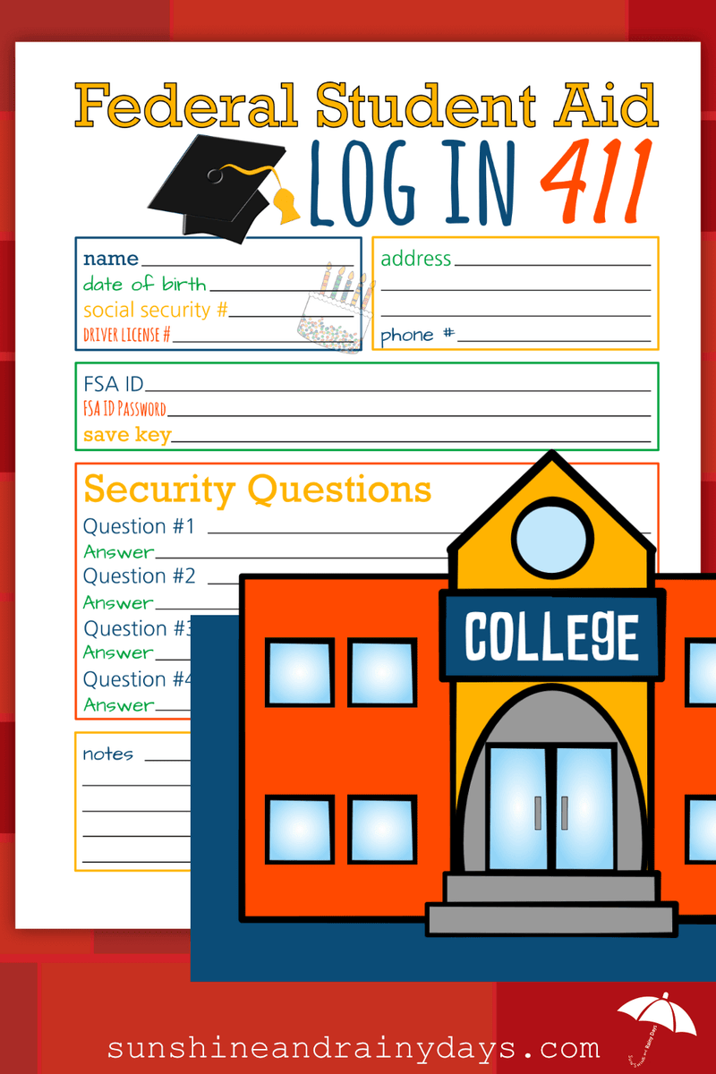 Federal Student Aid Log In 411 (PDF) – Sunshine And Rainy Days