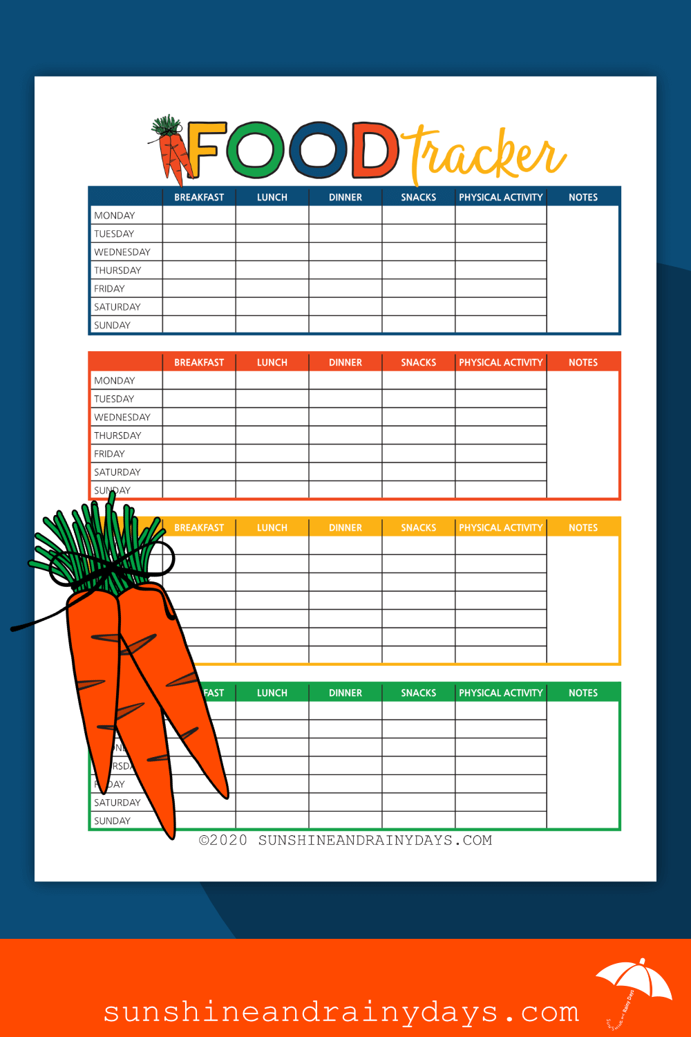 Food Tracker (PDF) – Sunshine And Rainy Days