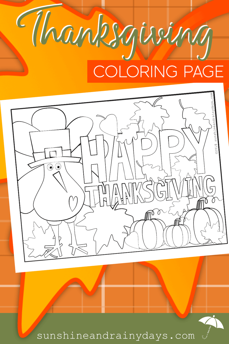 Thanksgiving Coloring Page PDF – Sunshine And Rainy Days