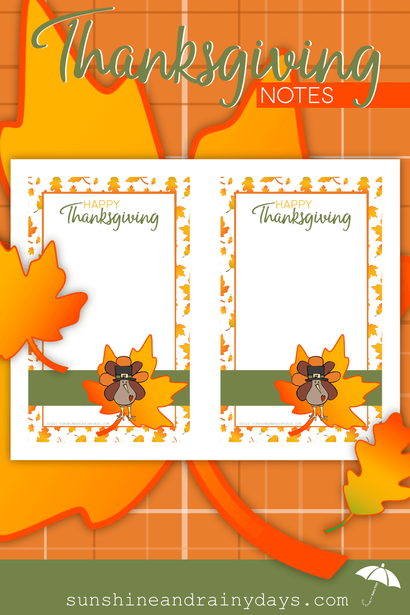 Thanksgiving Note PDF – Sunshine And Rainy Days