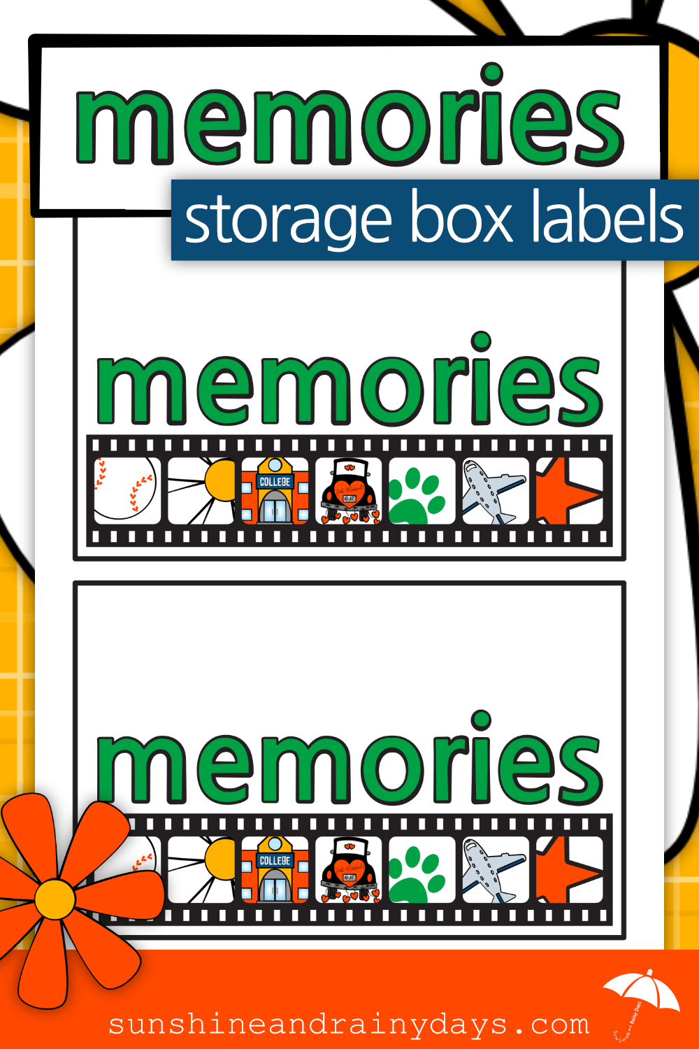 Memories Storage Box Label (PDF) – Sunshine And Rainy Days
