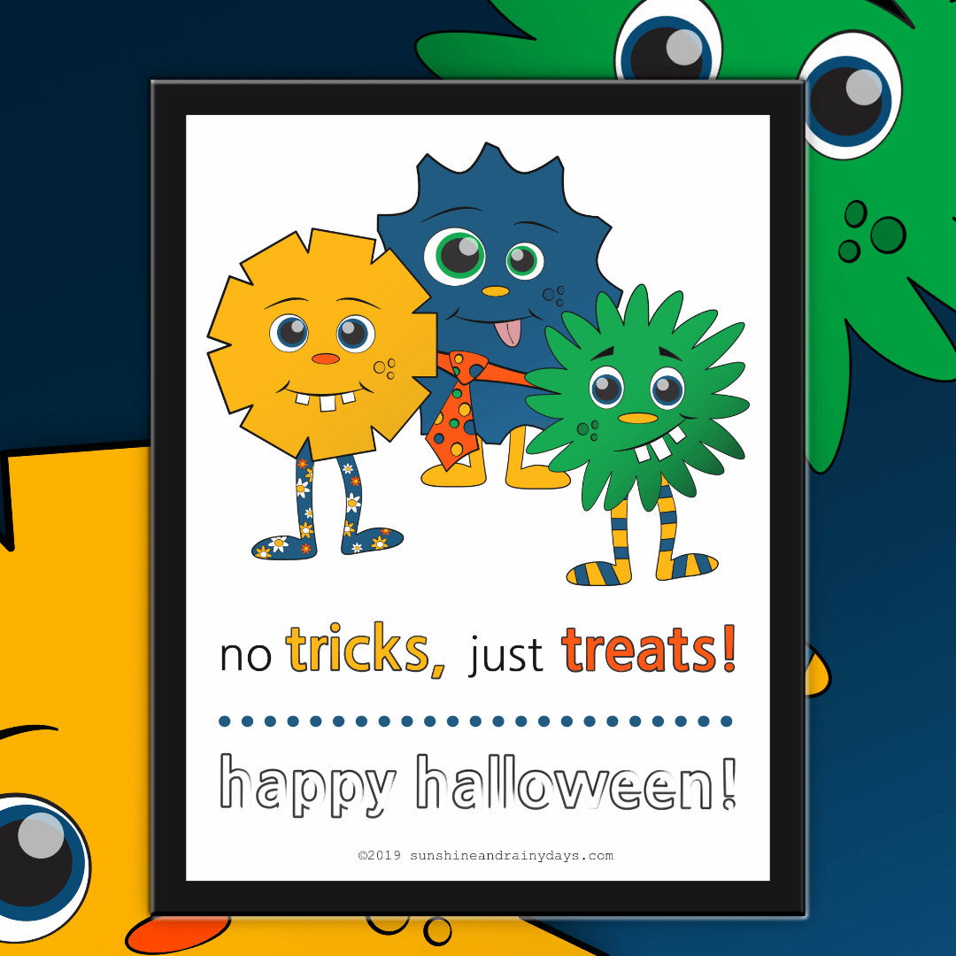 No Tricks, Just Treats - Trick Or Treat Sign (PDF) – Sunshine And Rainy ...