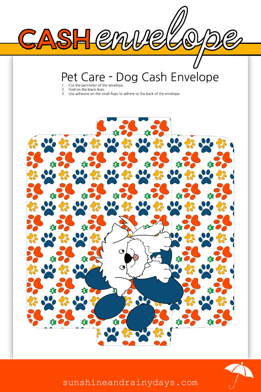 Dog Pet Care Cash Envelope (PDF) – Sunshine And Rainy Days
