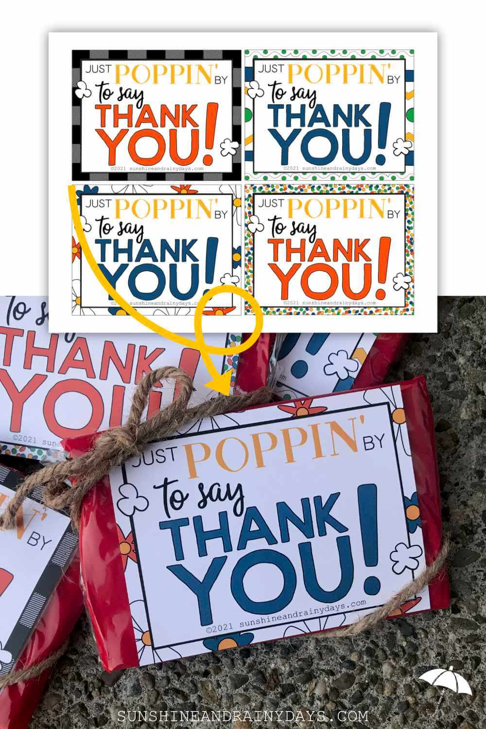 Thank You Microwave Popcorn Tag (PDF) – Sunshine And Rainy Days
